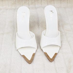 Mixx Shuz | Shoes | Venus White Slip On Pointy Toe High Heel Slides ...